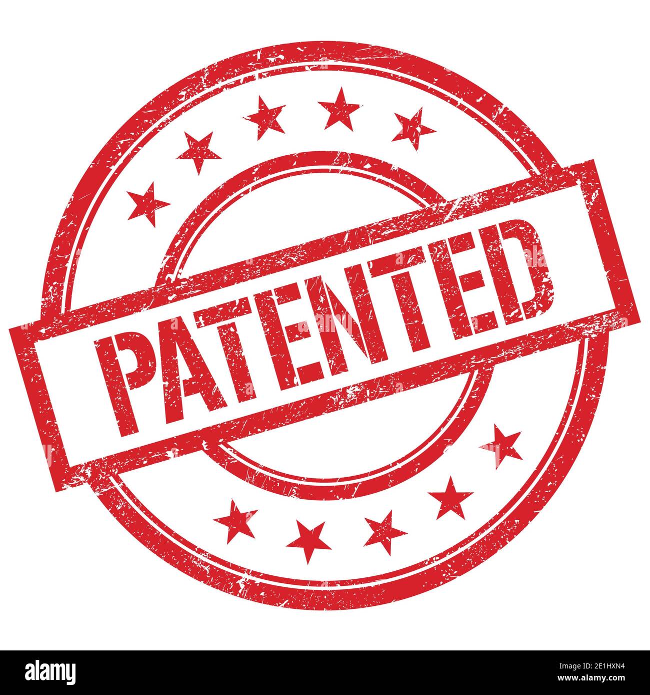 PATENTED text written on red round vintage rubber stamp Stock Photo - Alamy