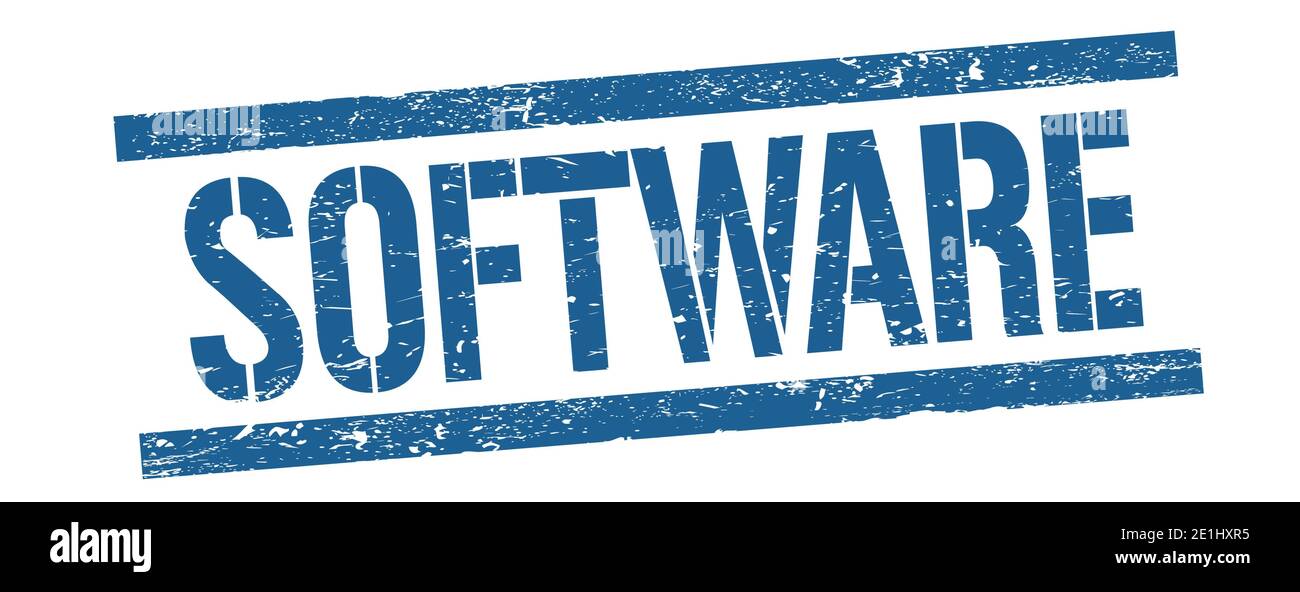 SOFTWARE text on blue grungy lines stamp sign Stock Photo - Alamy