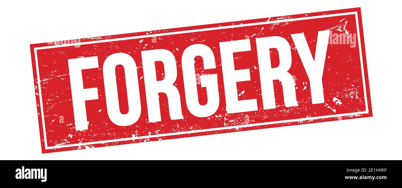 FORGERY text on red grungy rectangle stamp sign Stock Photo - Alamy