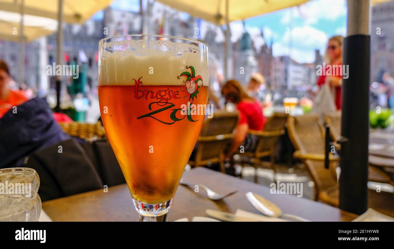 Bruges - August: Tipical Belgium Beer Stock Photo - Alamy