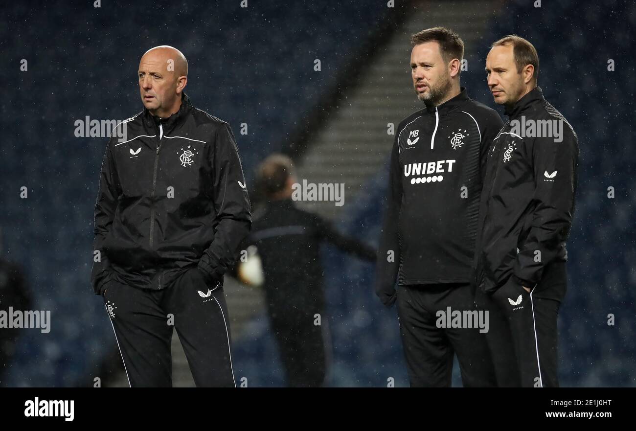 Rangers assistant manager Gary McAllister (left) with first-team coach ...