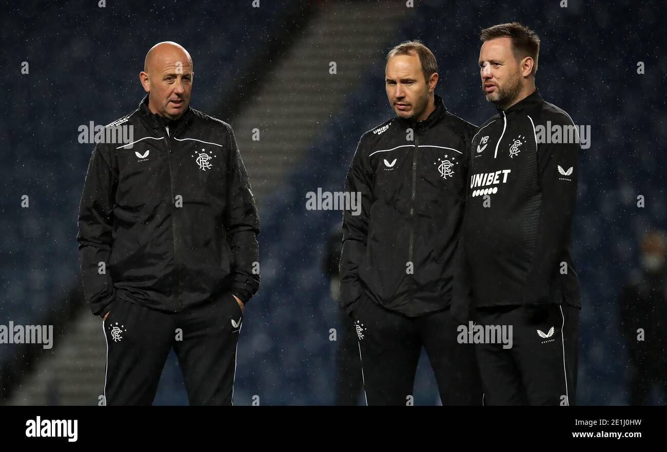 Rangers assistant manager Gary McAllister (left) with first-team coach ...