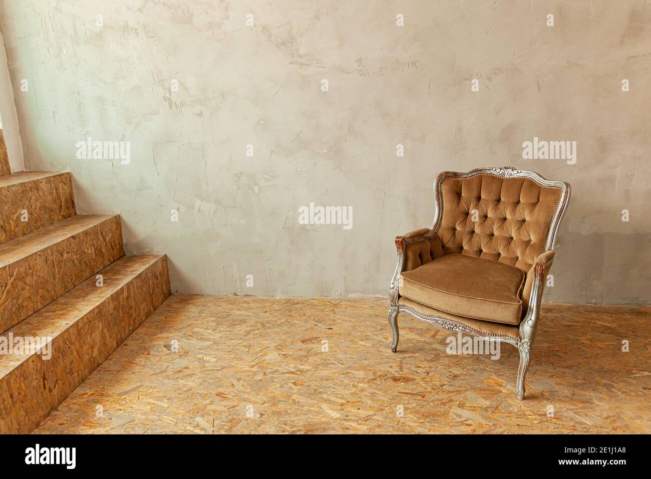 Beautiful luxury classic biege clean interior room in grunge style with ...