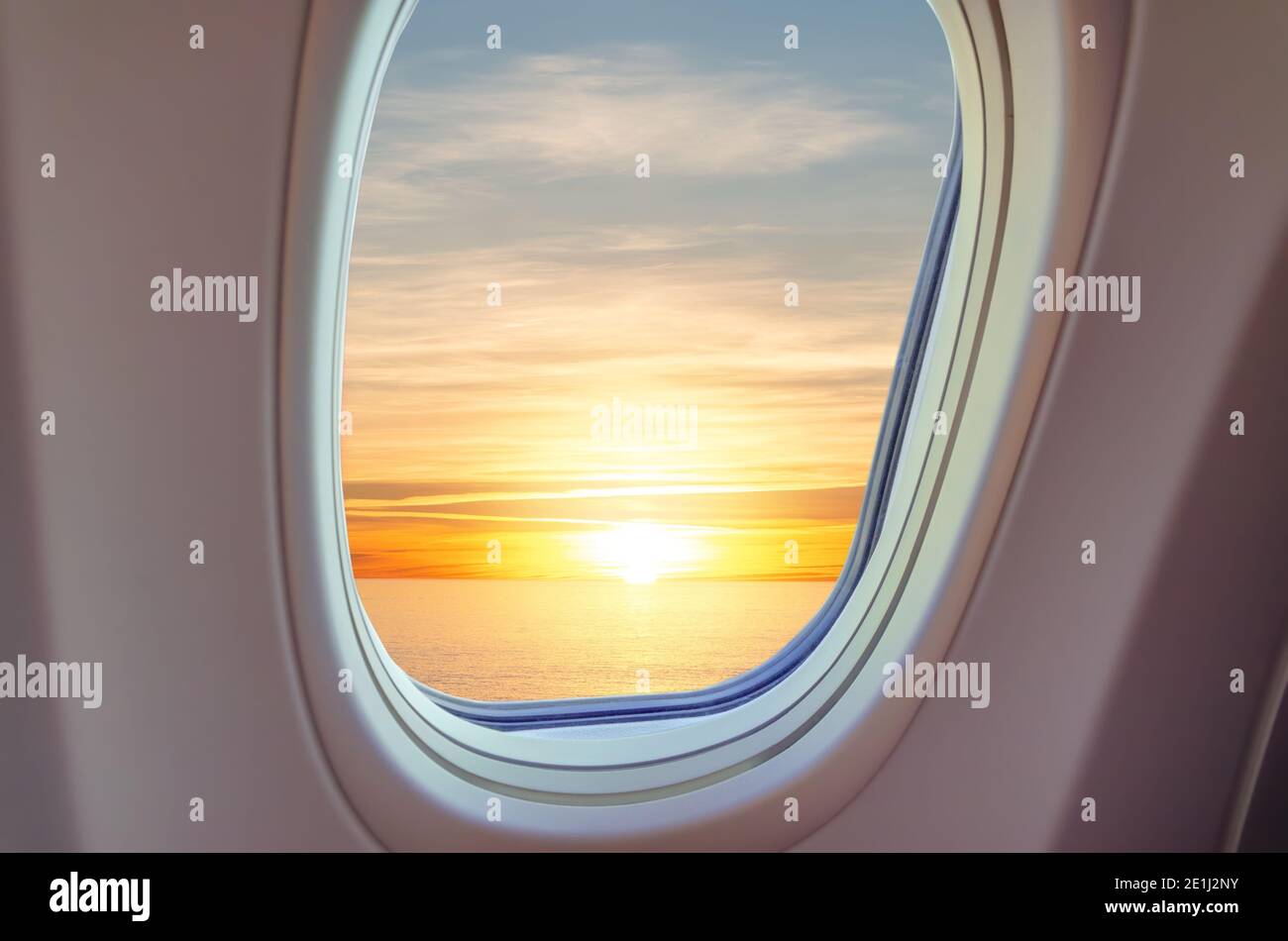 View From Airplane Window Sunset