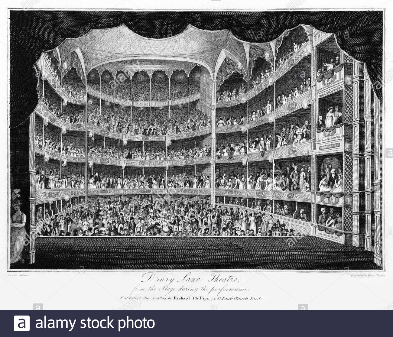 Drury Lane Theatre, London, view from inside the stage during the ...