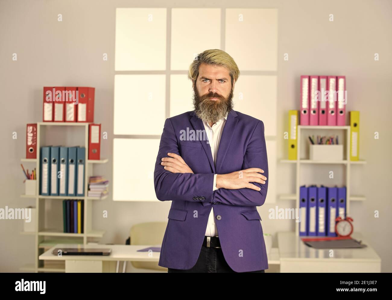 successful bearded ceo in jacket. confident man manager a workplace ...