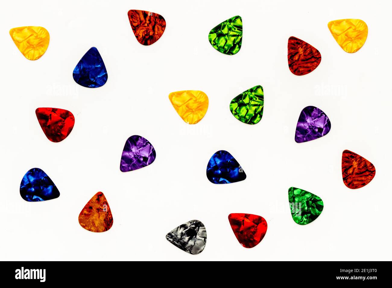 Guitar picks pattern. top view. Music background Stock Photo - Alamy