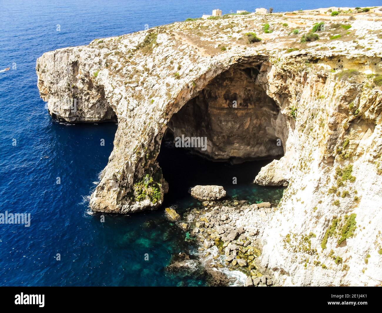 Wild and spectacular cliffs of the island of Malta in the Mediterranean ...