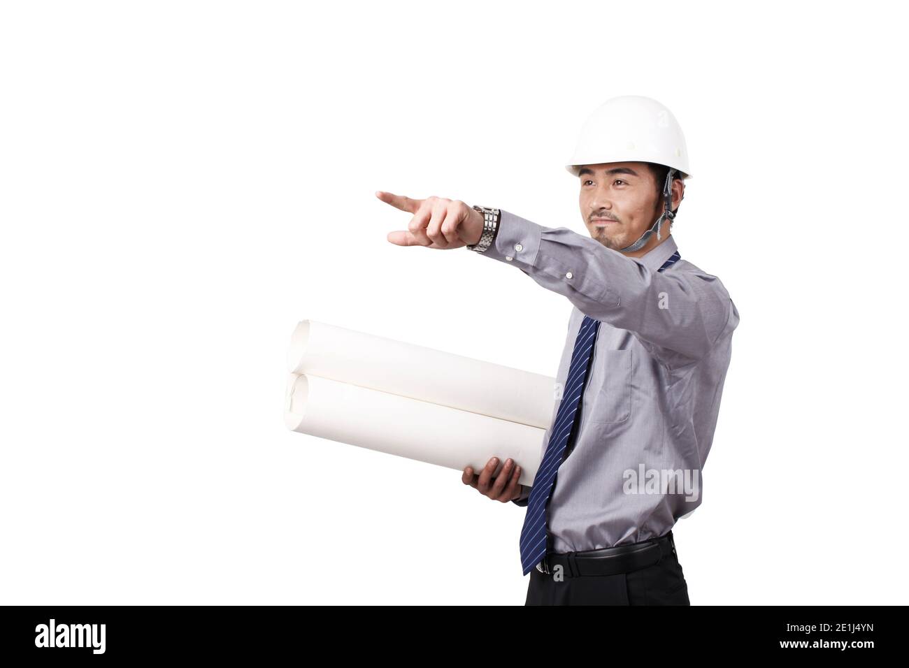 Construction management holding blueprints hi-res stock photography and ...