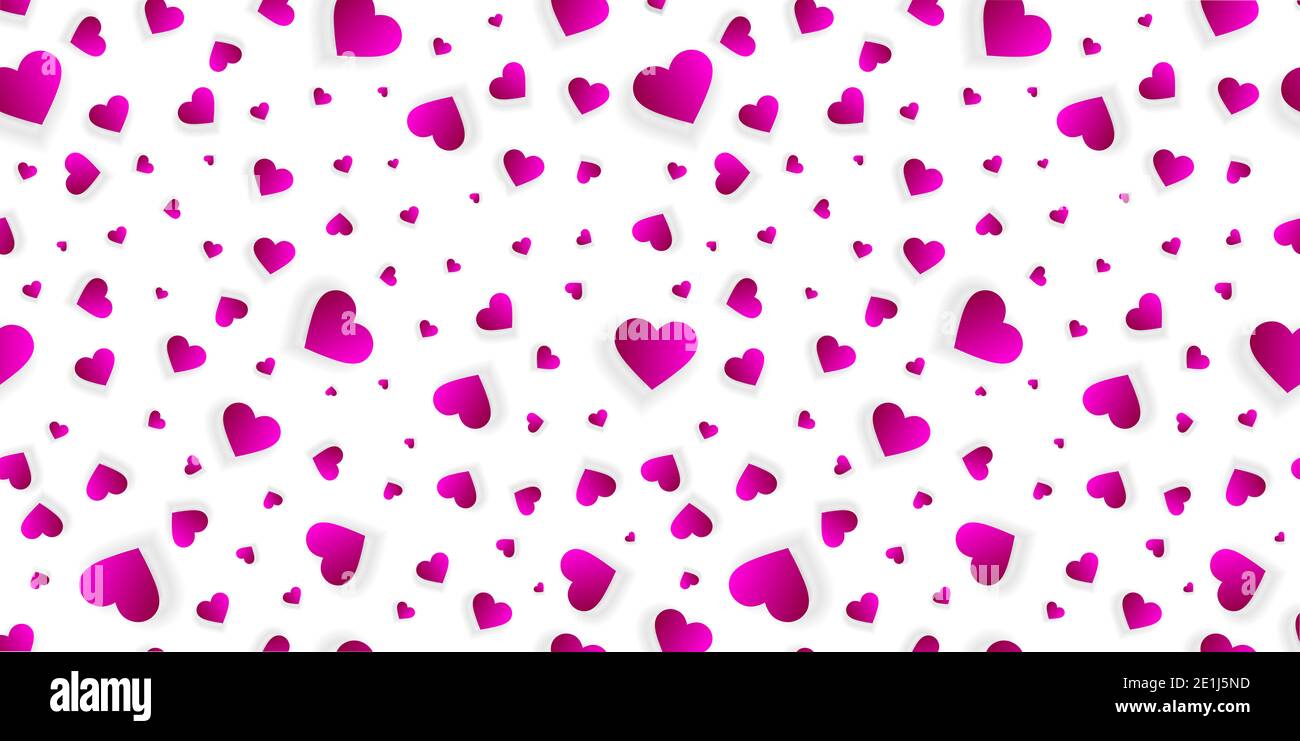 Valentine hearts seamless background, love pattern, texture with 3d ...