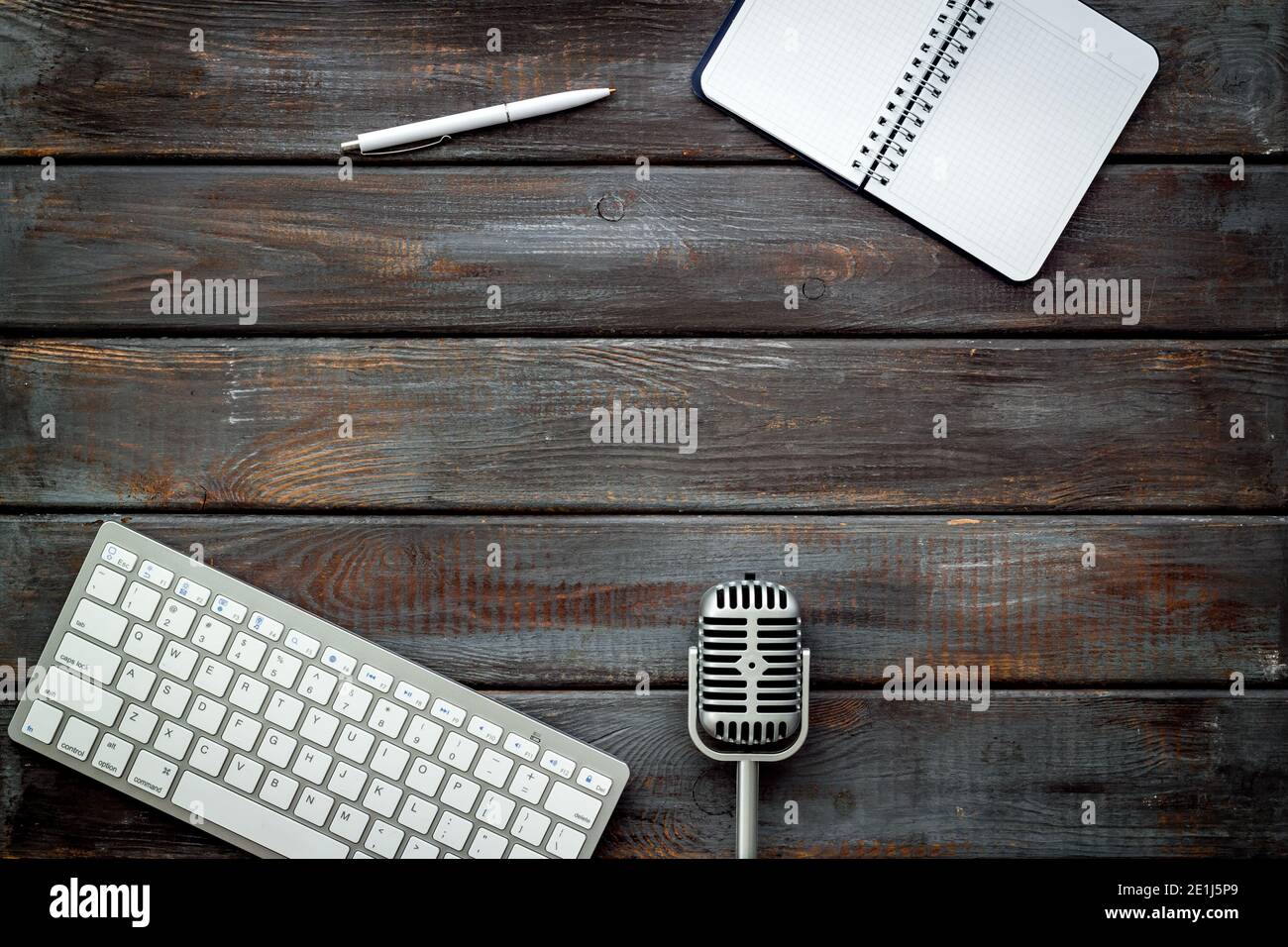 Studio microphone with keyboard. Audio equipment and recording ...