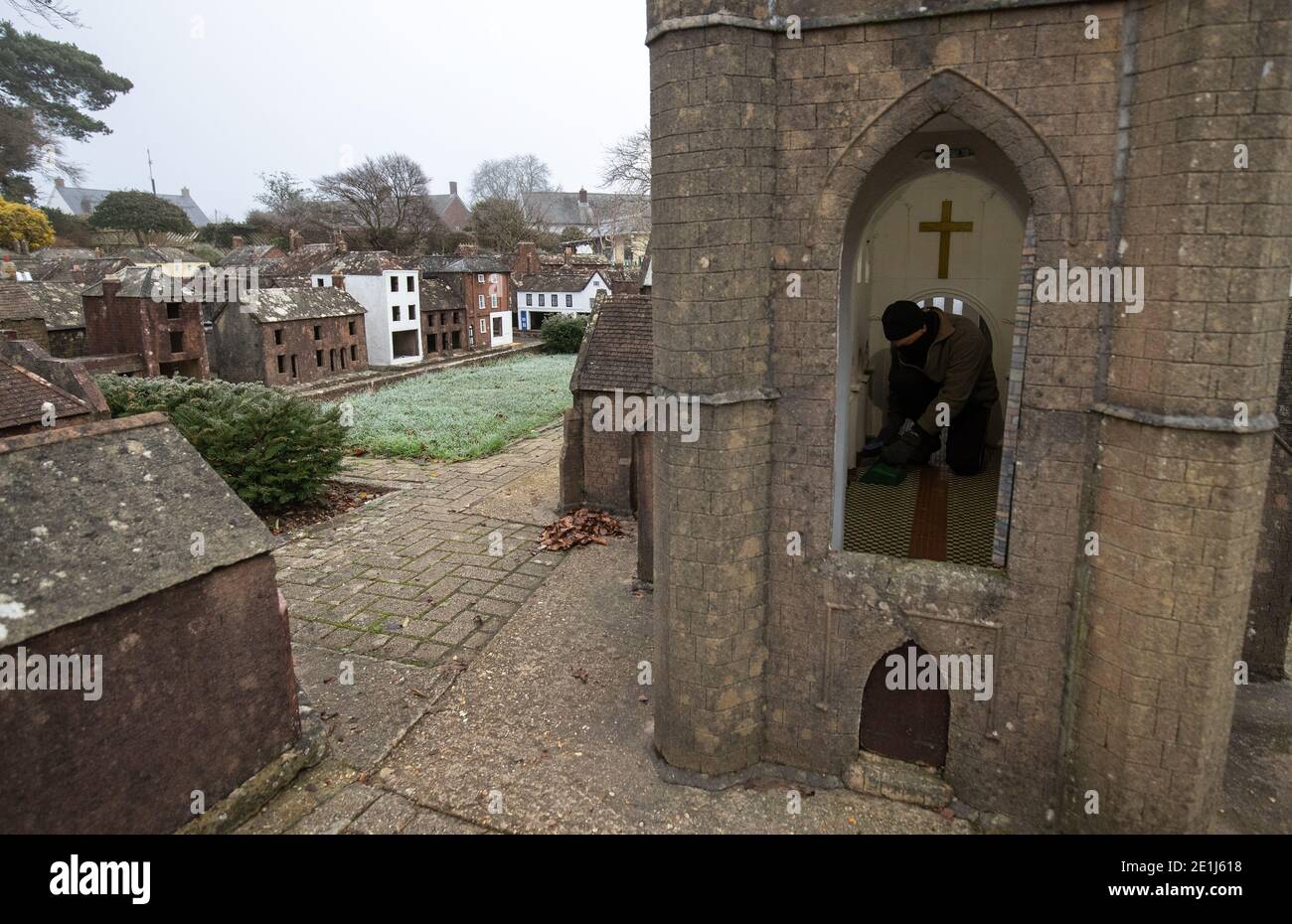 Greg Hoar cleans out the Minster at the Wimborne Model Town and Gardens ...