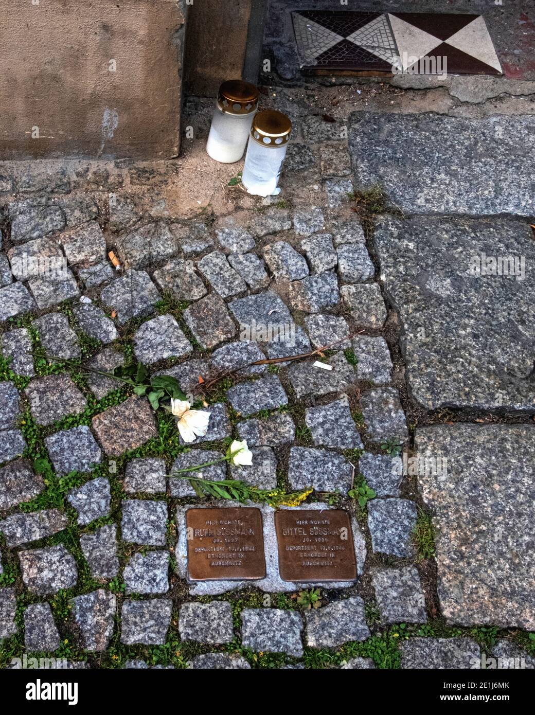 Brass memorial stones in pavement hi-res stock photography and images ...