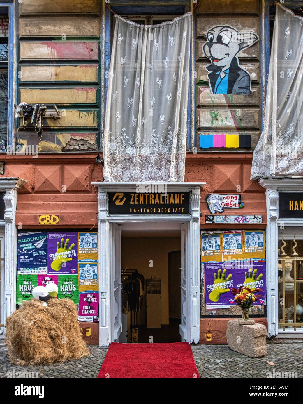 Zentralhanf shop exterior - store selling hemp clothing, masks and ...