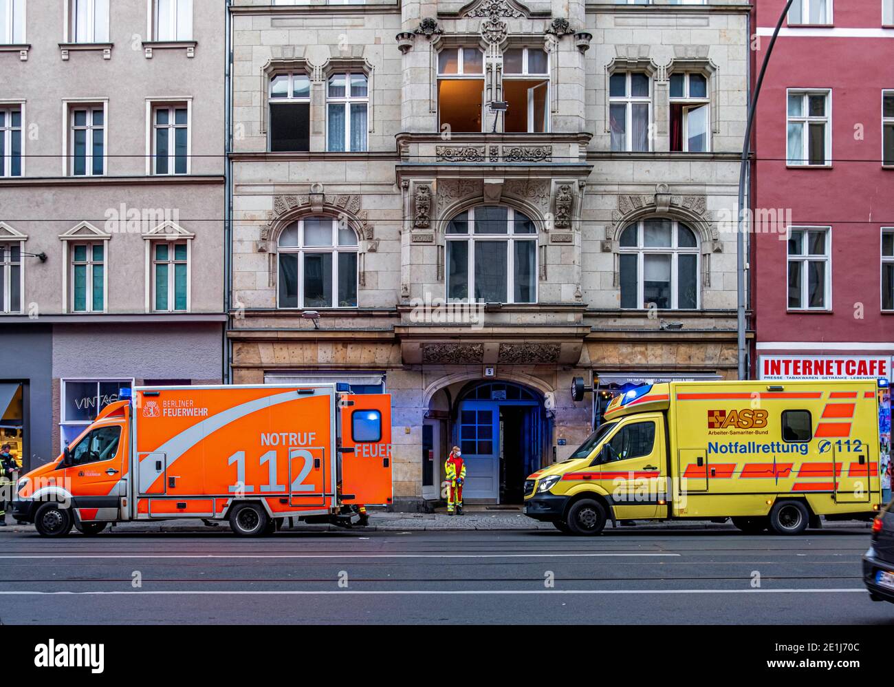 Row of Ambulances. Emergency Medical reponse to incident in ...