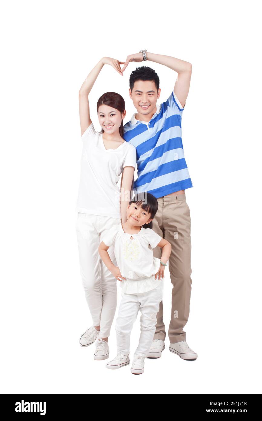 Portrait of a happy family with one child high quality photo Stock ...