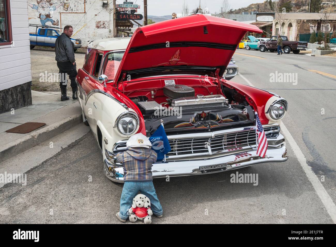 1950s Ford Ranch Wagon at classic car rally on Main Street in Austin ...