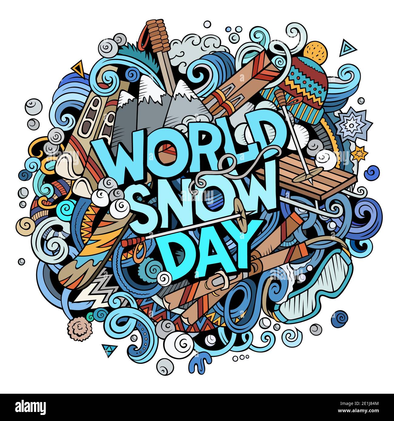 World Snow Day hand drawn cartoon doodles illustration Stock Photo - Alamy