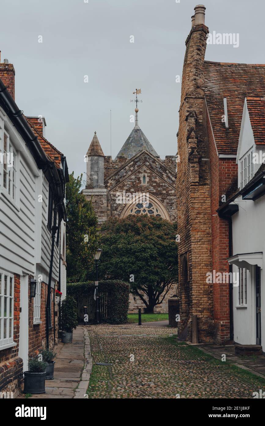 Rye, UK - October 10, 2020: View of St. Mary's church in Rye, one of ...