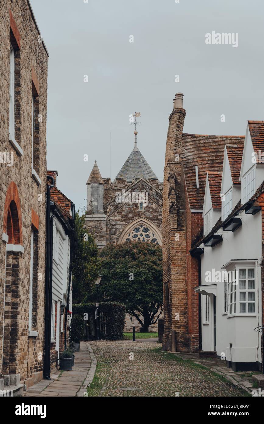 Rye, UK - October 10, 2020: View of St. Mary's church in Rye, one of ...
