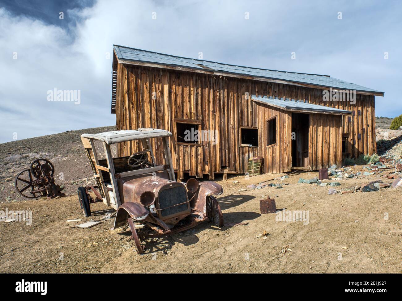 Rusty Ford Model T wreck at Machine Shop, Silver Mine, Berlin ghost ...