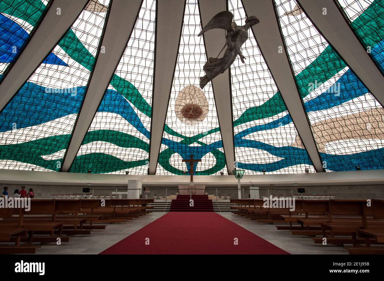 BRASILIA, BRAZIL - JUNE 3, 2015: interior of the Cathedral of Brasilia ...
