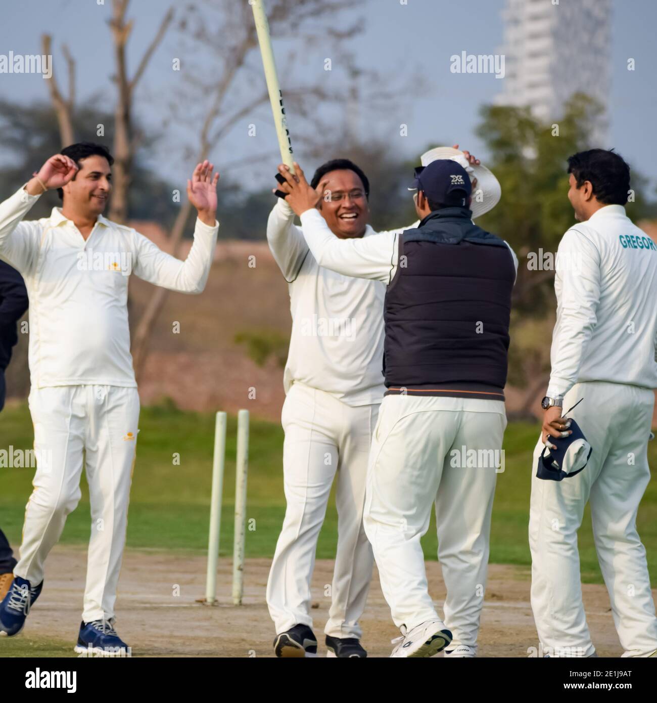 New Delhi India – July 01 2018 : Full length of cricketer playing on ...