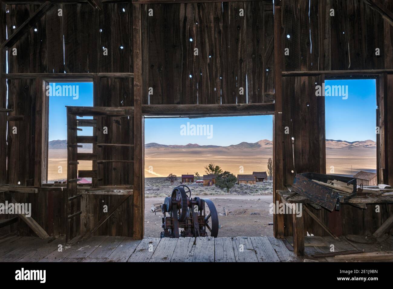View outside from Machine Shop, Ione Valley in distance, Silver Mine ...