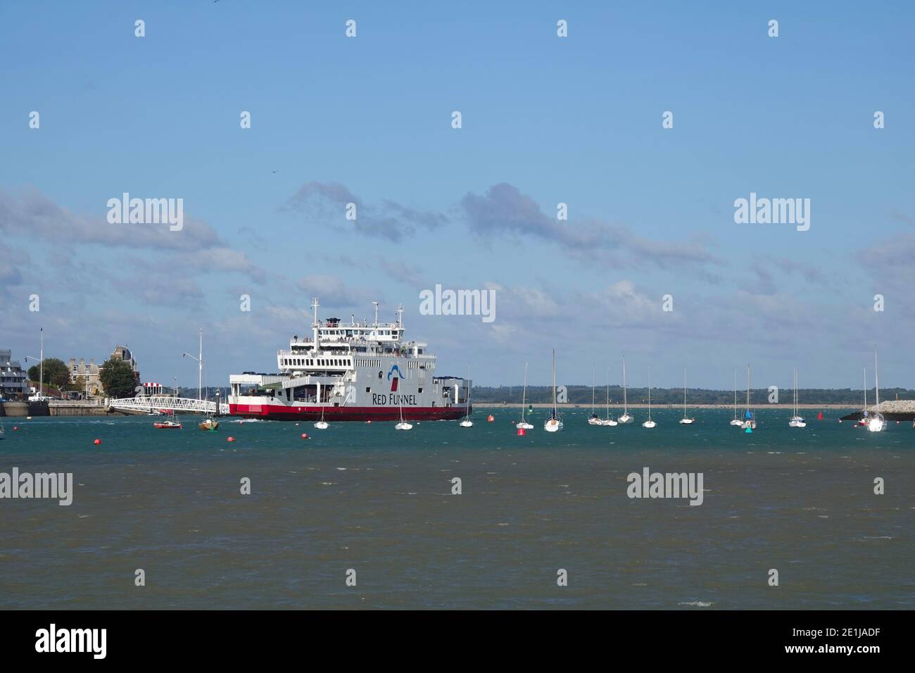 The Red Funnel car ferry Red Falcon leaving Cowes on the Isle of Wight ...