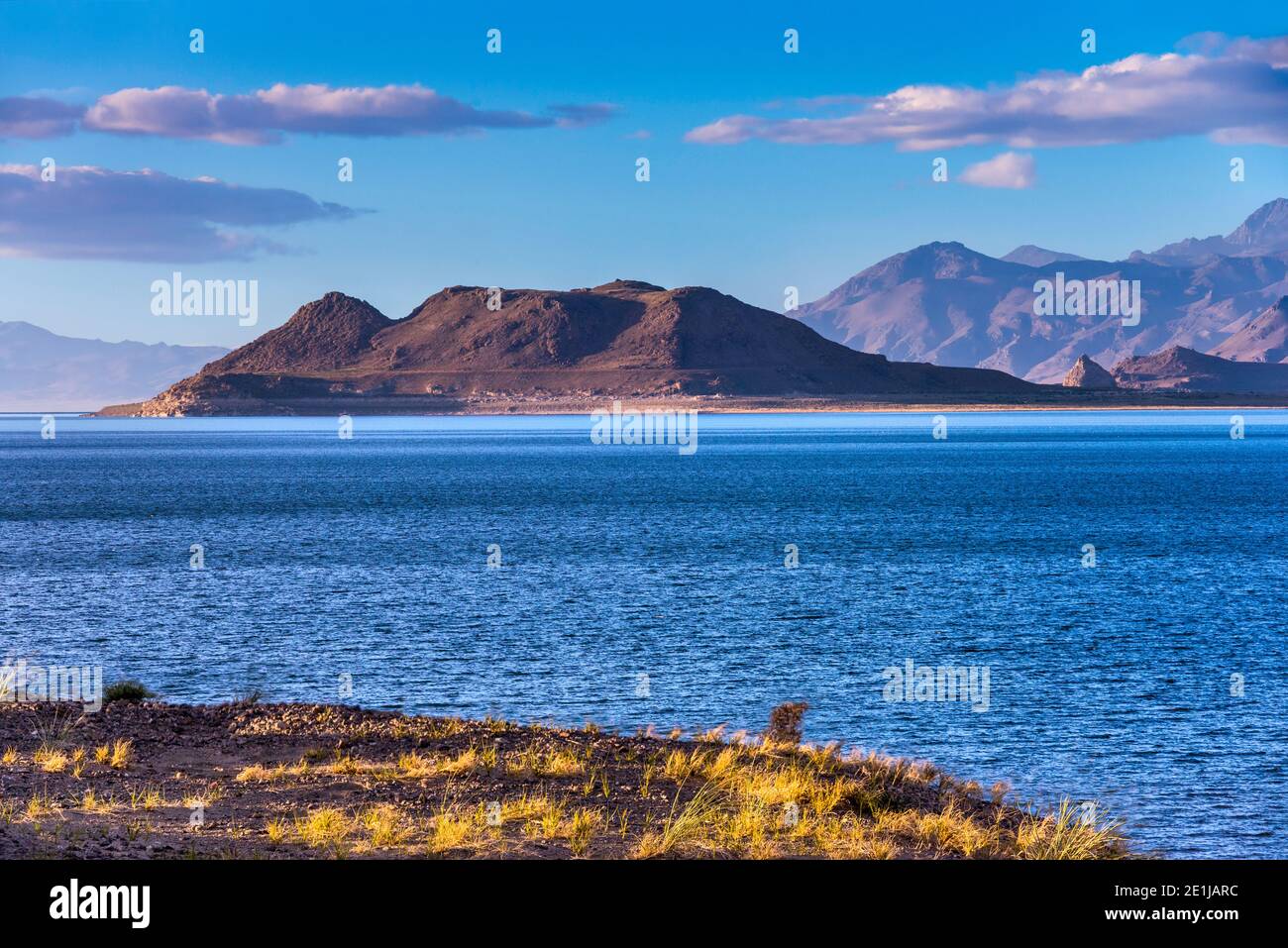 Anaho Island at Pyramid Lake at sunset, Pyramid Lake Indian Reservation ...