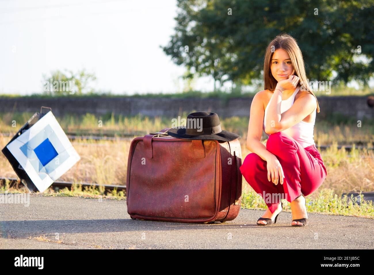 girl lost the train Stock Photo - Alamy