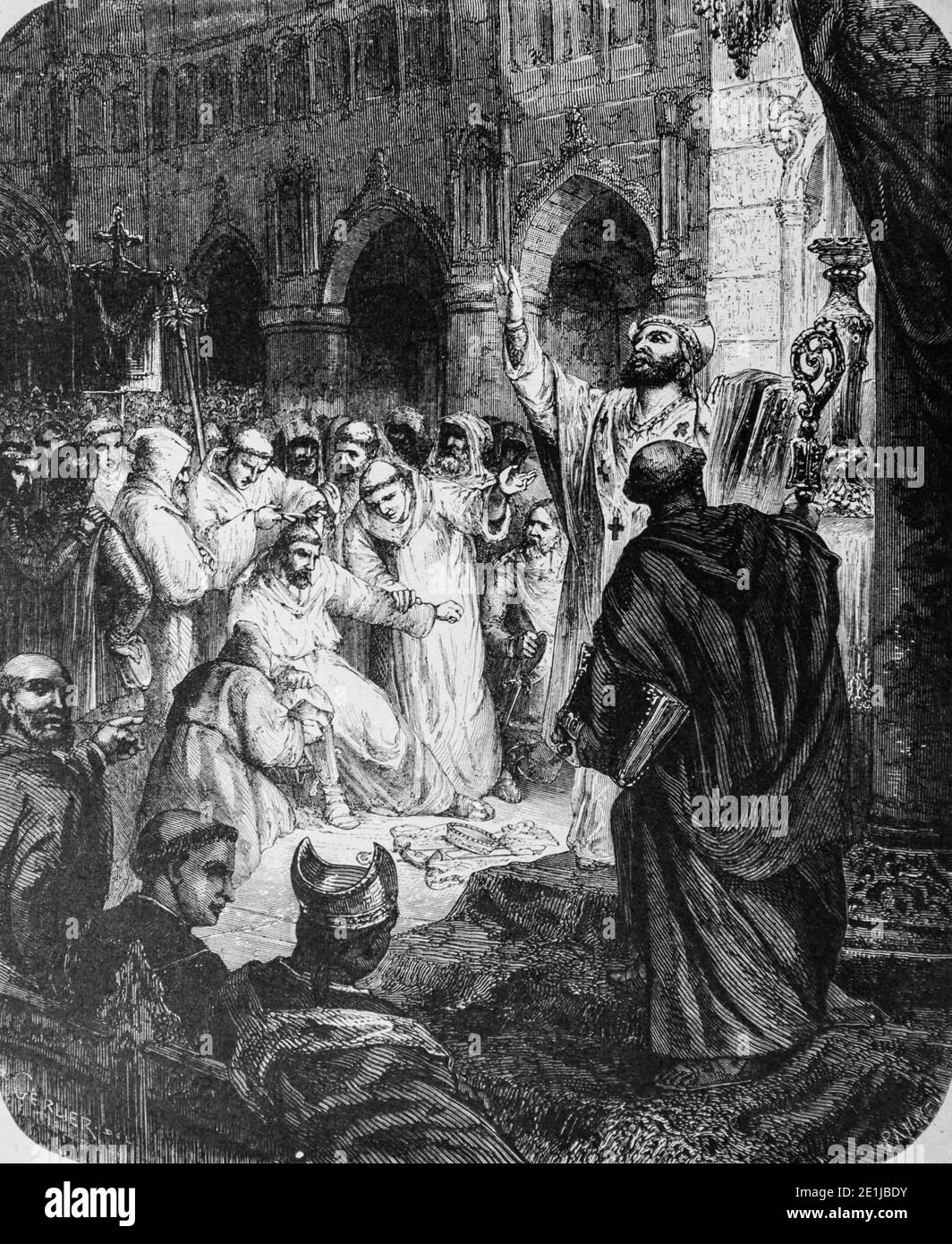the deposition of childeric 751 ,editeur lahure 1880 Stock Photo - Alamy
