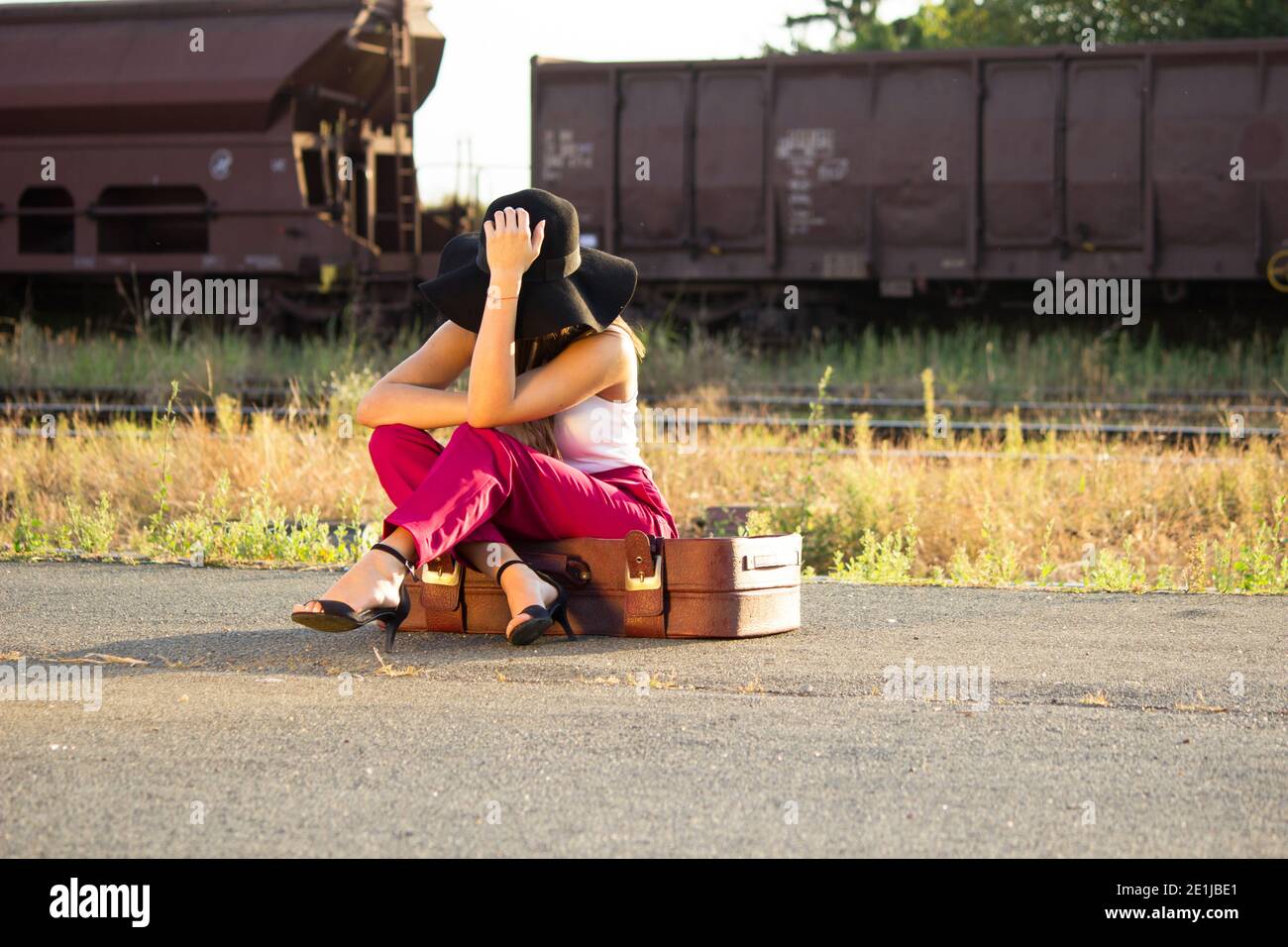 Crying girl train hi-res stock photography and images - Alamy