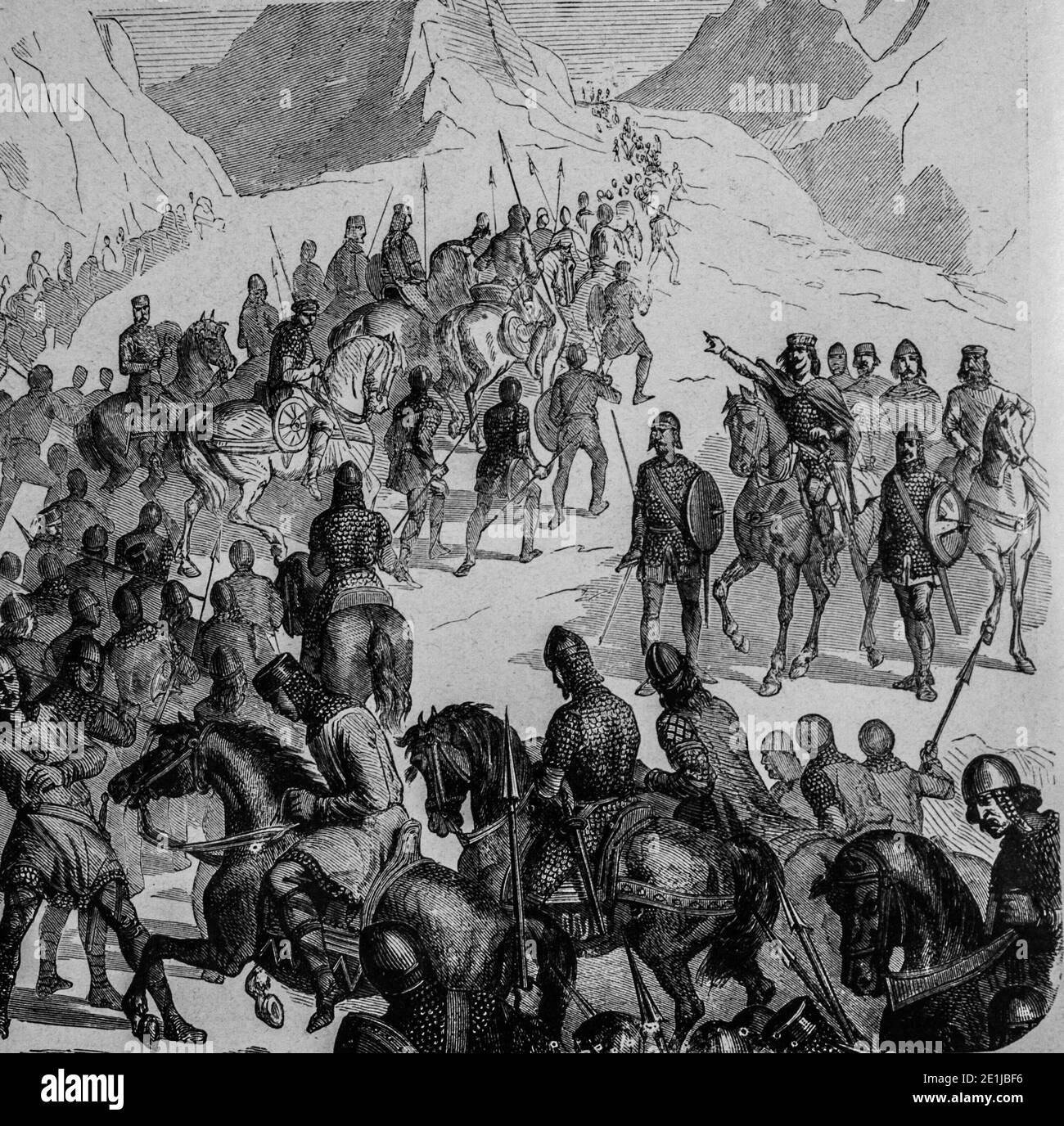 charlemagne in the pyrenees 770 ,editeur lahure 1880 Stock Photo - Alamy