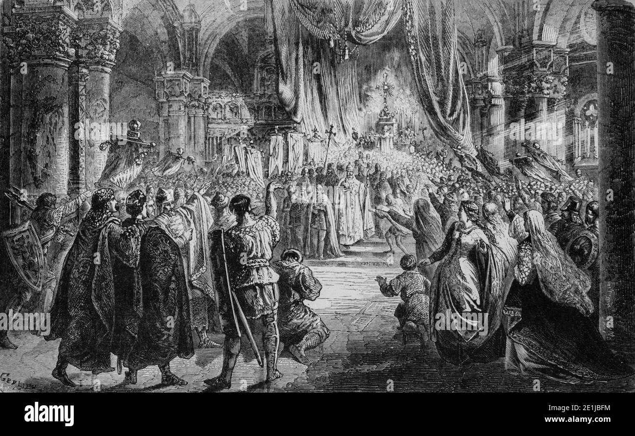 coronation of charlemagne 800 ,editeur lahure 1880 Stock Photo - Alamy