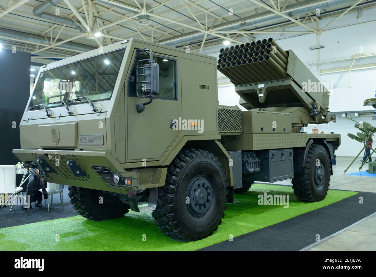 Multiple rocket launcher system Excalibur presented during exhibition ...