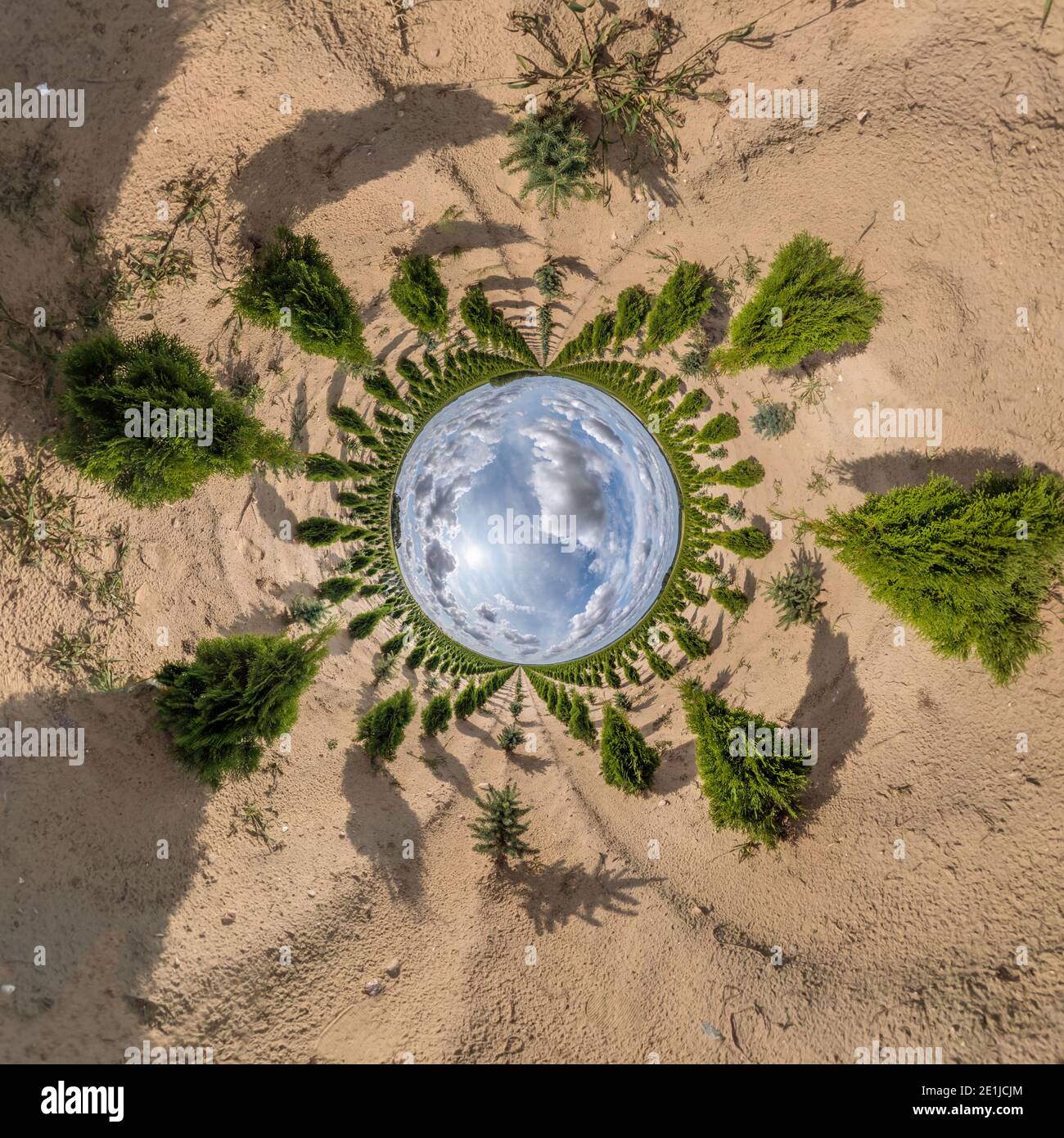 Blue little planet. Inversion of tiny planet transformation of ...