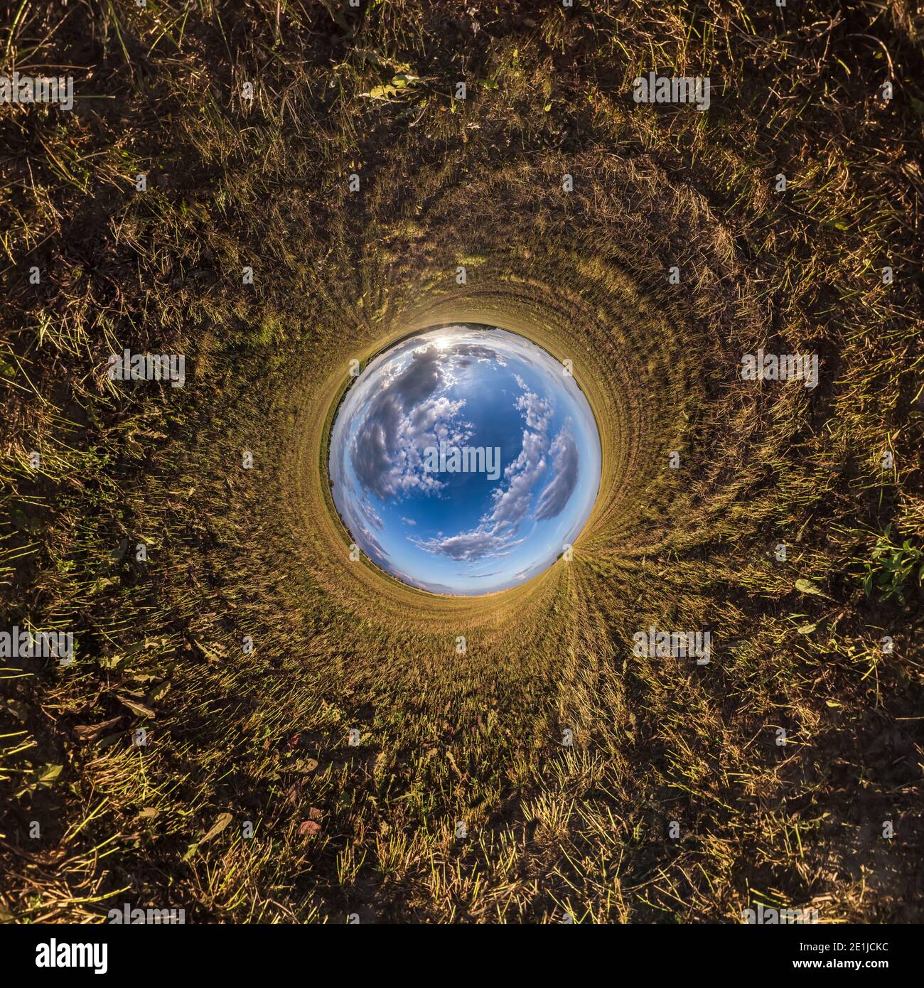 Blue little planet. Inversion of tiny planet transformation of ...
