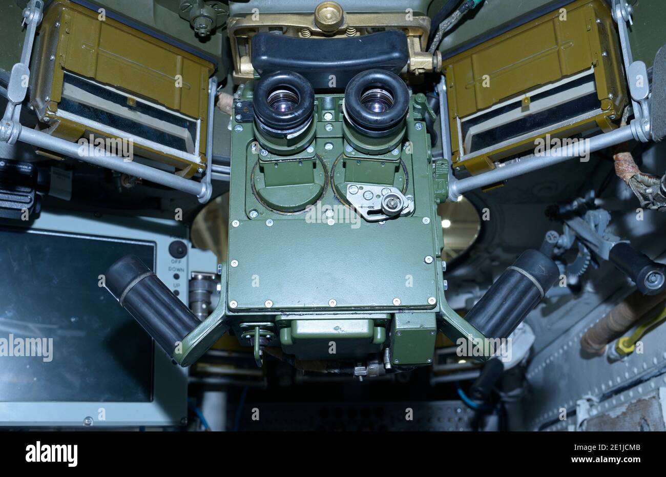 Armored vehicle gunner compartment steering wheel and seat - of an ...