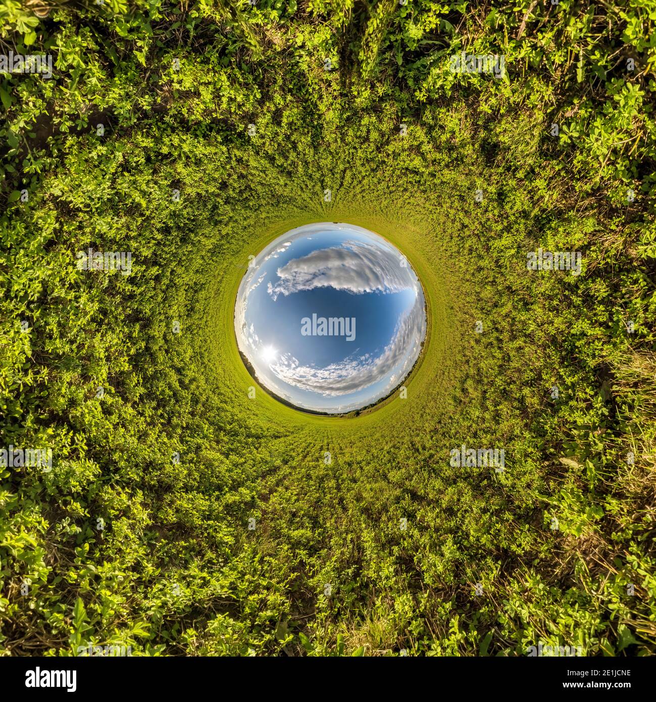 Blue little planet. Inversion of tiny planet transformation of ...