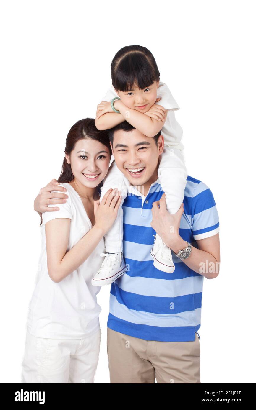 Portrait of a happy family with one child high quality photo Stock ...