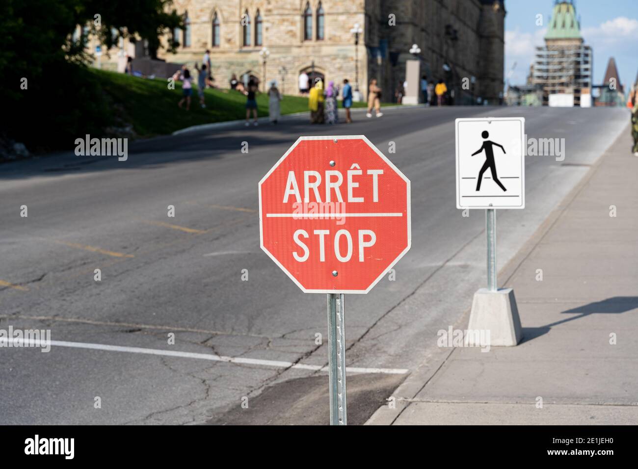 stop sign seen in front of government building in Ottawa, Ontario ...
