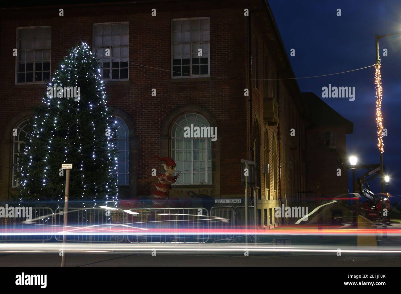 Troon, Ayrshire, Scotland, UK. Christmas lights and tree & a Jack in ...