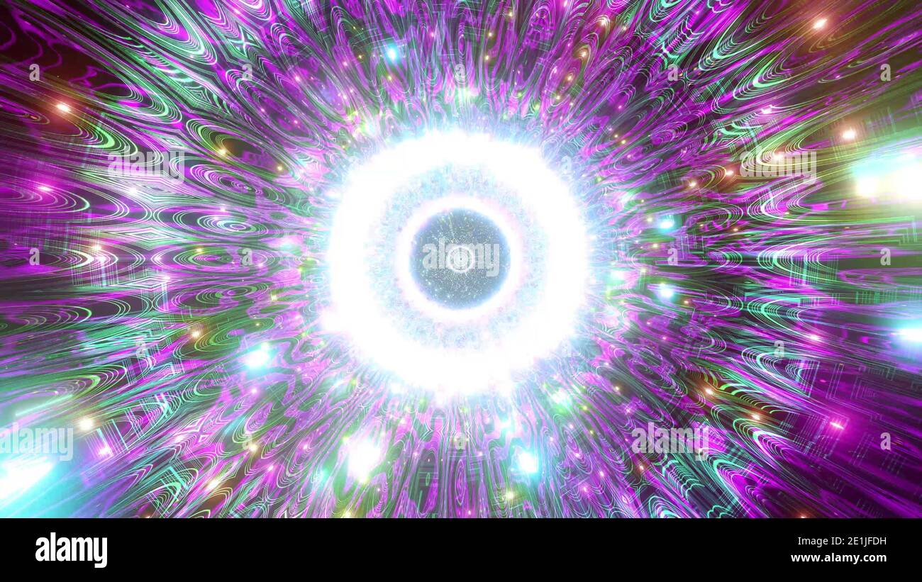 Bright glowing science fiction tunnel 3d illustration artwork design ...