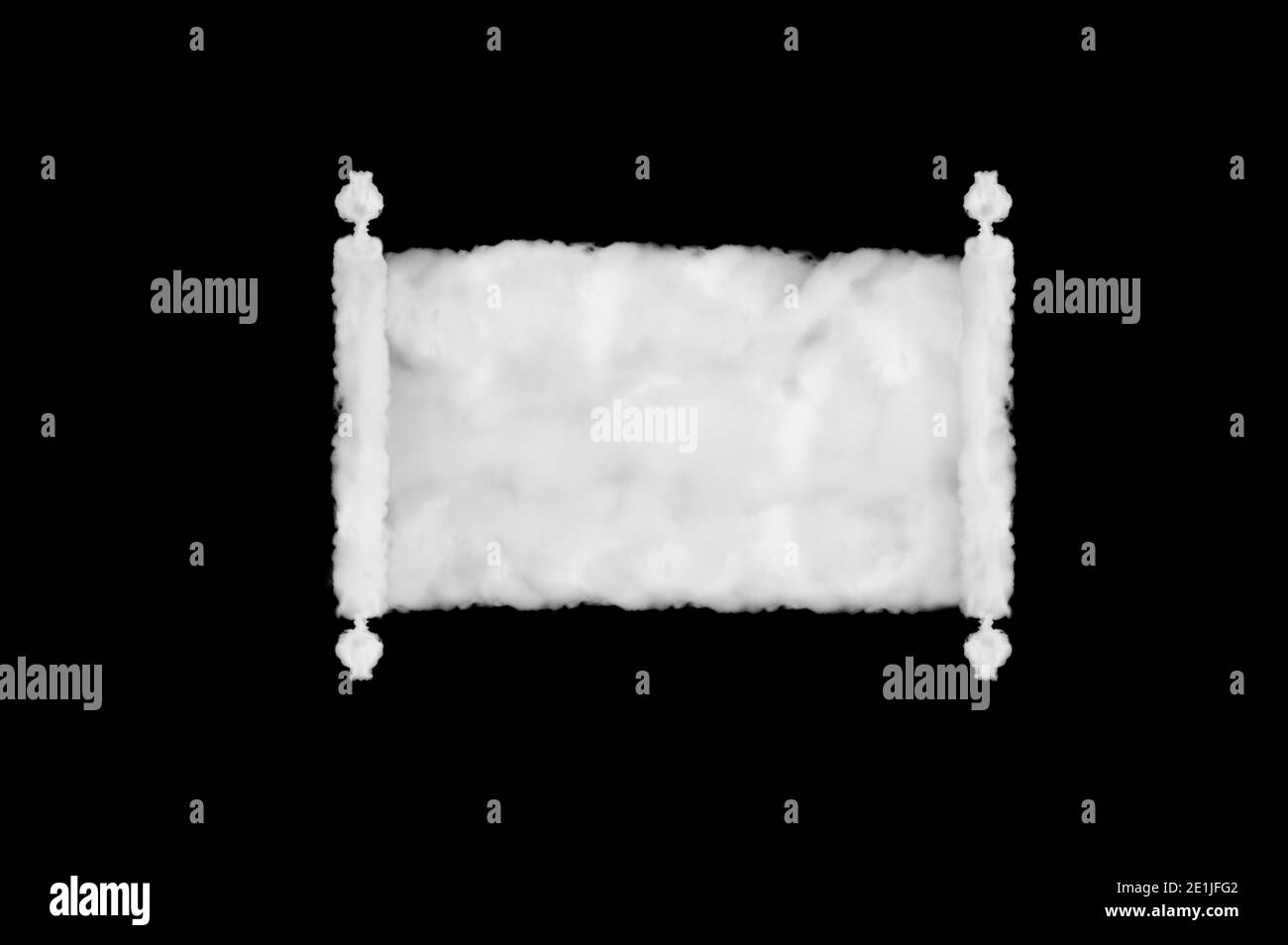 opened scroll of papyrus shape of cloud on black background. Perfect ...