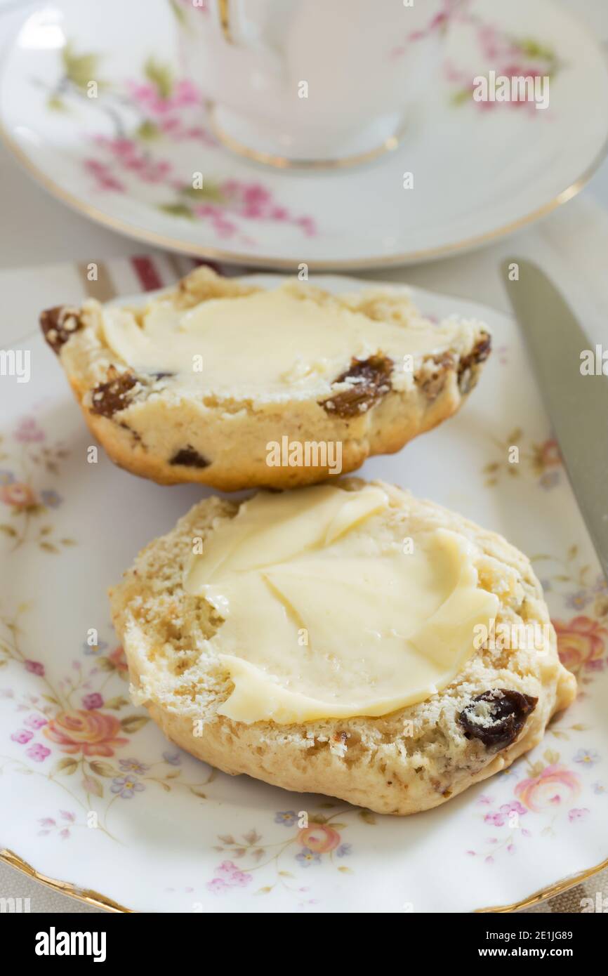 Scones a classic British cake filled with sultanas and raisins and ...