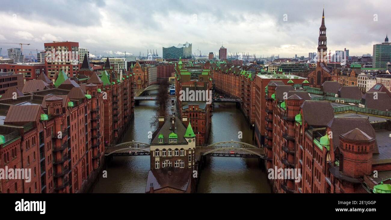 Famous Warehouse district in Hamburg Germany called Speicherstadt Stock ...