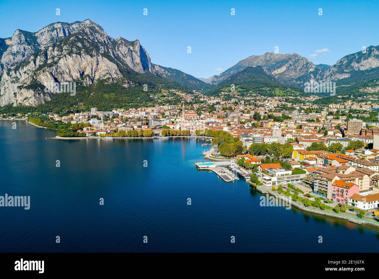 Lecco, Lake Como, Italy, Panoramic aerial view of the city Stock Photo ...