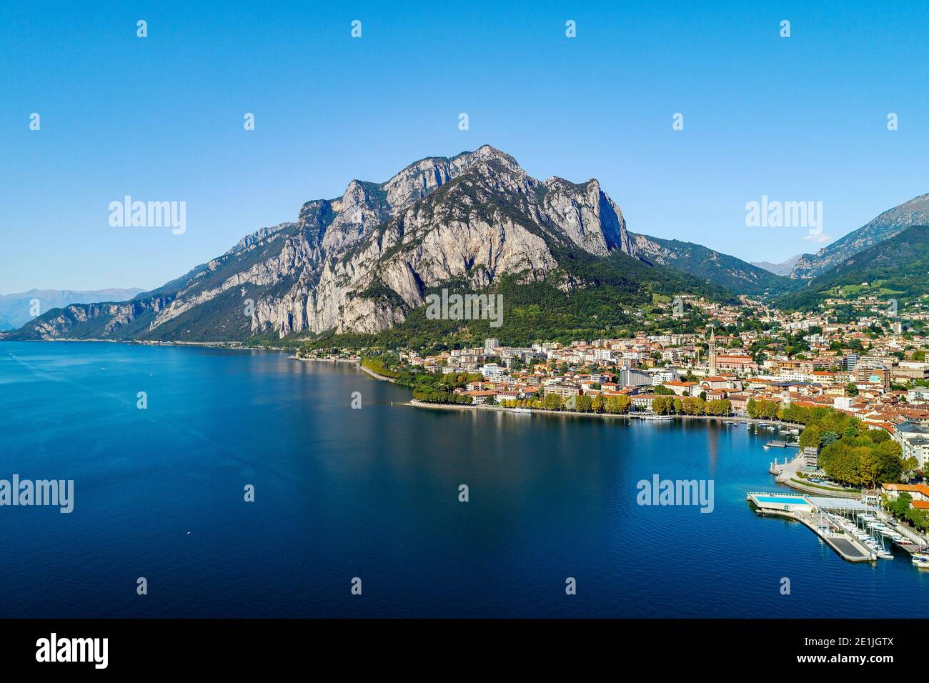 Lecco, Lake Como, Italy, Panoramic aerial view of the city Stock Photo ...