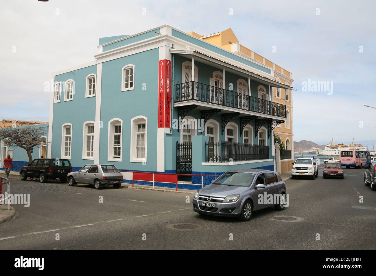 Street view of Mindelo city, Sao Vincent island in Cape Verde Stock ...